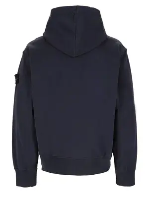 Stone Island Zip Up Hoodie With Logo Patch