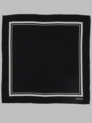 TOM FORD Pocket Square With Tonal Border - Black
