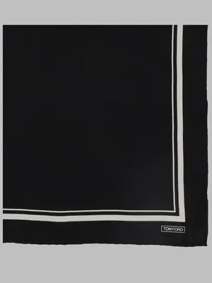 TOM FORD Pocket Square With Tonal Border - Black