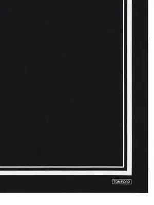 TOM FORD Pocket Square With Tonal Border - Black