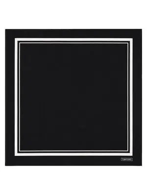 TOM FORD Pocket Square With Tonal Border - Black
