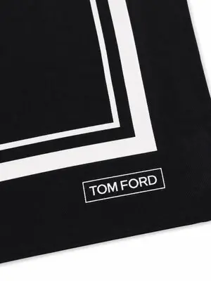 TOM FORD Pocket Square With Tonal Border - Black