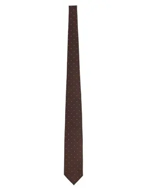 TOM FORD Silk Jacquard Cravat 8cm Width - Brown