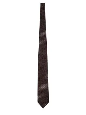 TOM FORD Cravatta In Jacquard Di Seta 8 Cm - Brown