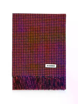 JIL SANDER Gingham Fringed Scarf