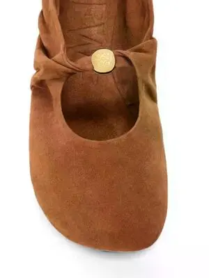 Loewe Pebble Soft Logo-plaque Gathered Ballet Flats - Brown