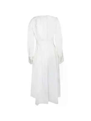 FORTE_FORTE Cotton Poplin Floral Appliqué Belted Midi Dress
