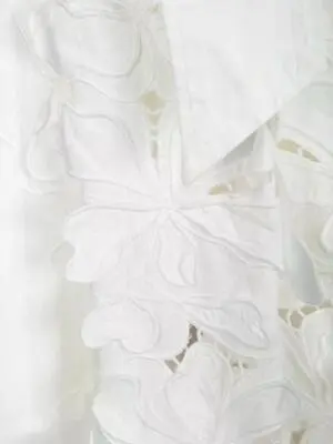 FORTE_FORTE Cotton Poplin Floral Appliqué Belted Midi Dress