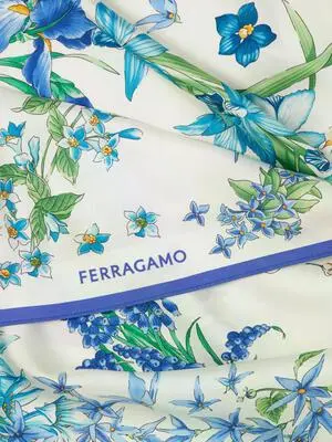FERRAGAMO Silk Foulard Halter Top With Floral Print - White