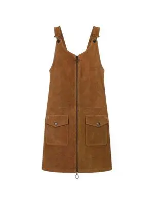 LA ROSE Suede Zip-up Mini Dress