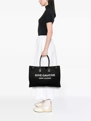 Saint Laurent Large Canvas Rive Gauche Tote Bag - Black