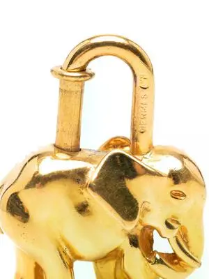 Hermès 1988 Plated Elephant Cadena Lock Charm - Gold