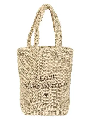 ANITA BILARDI I Love Lago Di Como' Raffia Tote