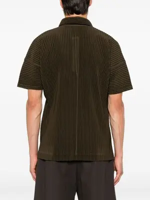 Issey Miyake Pleated Polo Shirt - Brown
