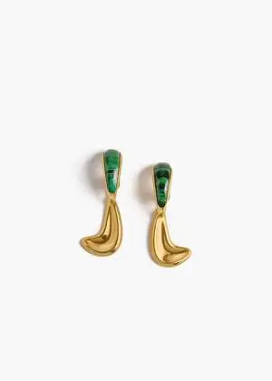 Khaite Cyclone Earrings In Antiqued Gold-plated Brass With Jade - Green