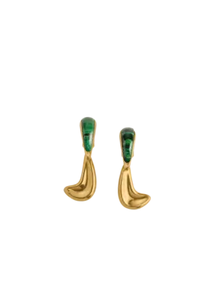 Khaite Cyclone Earrings In Antiqued Gold-plated Brass With Jade - Green