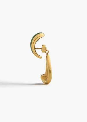 Khaite Cyclone Earrings In Antiqued Gold-plated Brass With Jade