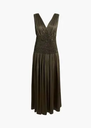 Khaite Nola Dress In Silk - Dark Olive