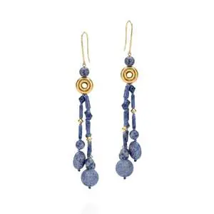 JAREDJAMIN Celeste Sodalite & Coral Tassel Dangle Earrings