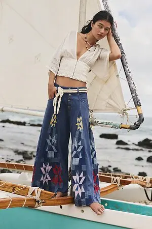 Free People Ester Blouse With Plunge Neckline And Eyelet Details