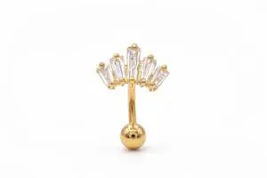 ZAHAV JEWELRY 14k Solid 16g 6.5mm Cz Crown Rook Cartilage Earring - Gold