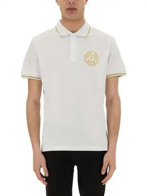 Versace 100% Cotton Polo With V-emblem