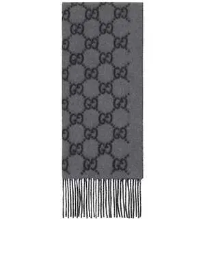 Gucci Monogram Fringed Scarf - Graphtwhit