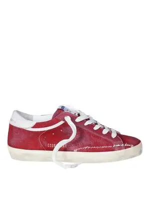 GOLDEN GOOSE Suede Star Sneakers With Perforated Detailing - Rosso