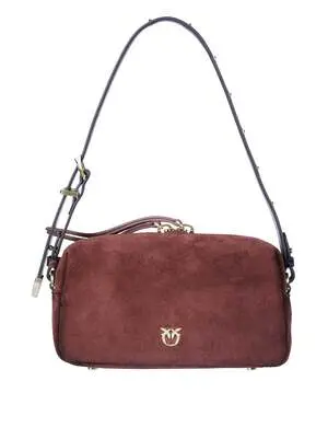 Pinko Mini Crossbody Bag With Studded Shoulder Strap - Marrone