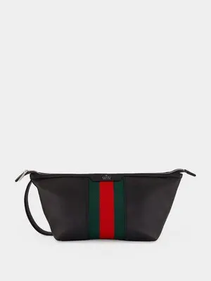 Gucci Toiletry Case With Striped Detail - Black