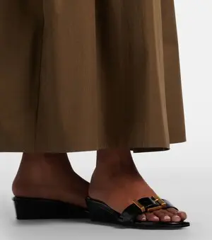 Khaite Manhattan Leather Wedge Mules