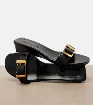 Khaite Manhattan Leather Wedge Mules