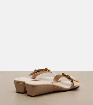 Khaite Manhattan Leather Wedge Mules