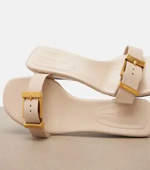 Khaite Manhattan Leather Wedge Mules