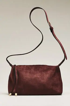 Anthropologie Faux Suede Slouchy Shoulder Bag - Chocolate
