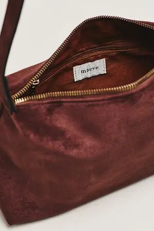 Anthropologie Faux Suede Slouchy Shoulder Bag - Chocolate