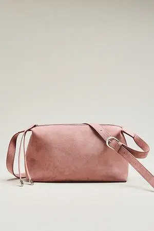 Anthropologie Faux Suede Slouchy Shoulder Bag Pink