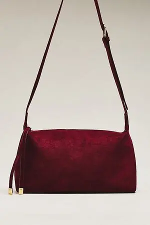Anthropologie Faux Suede Slouchy Shoulder Bag - Wine