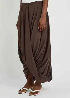 TOTEME Cocoon Cotton-blend Midi Skirt - Brown