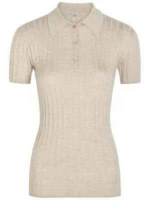 TOTEME Ribbed Cashmere-blend Polo Top