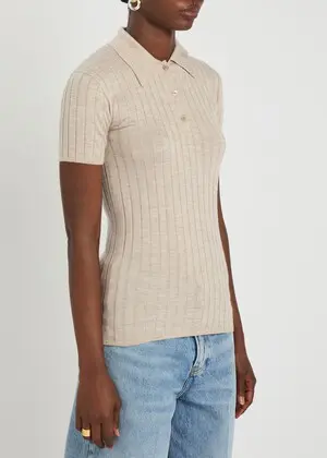 TOTEME Ribbed Cashmere-blend Polo Top