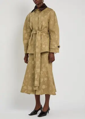 Erdem Floral Jacquard Belted Cotton Jacket