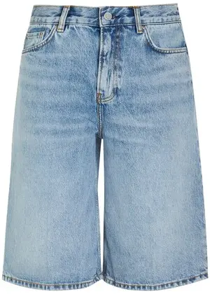 TOTEME Longline Denim Board Shorts - Light Blue