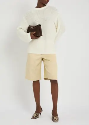 Another Tomorrow Tailored Wide-leg Bermuda Shorts