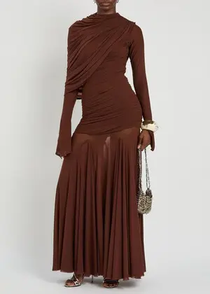 DEME The Oakland Draped Stretch-tulle Gown