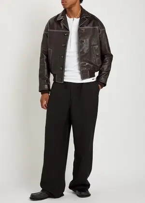 AMI Paris Wide-leg Woven Trousers