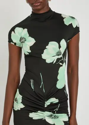Alaïa Floral-print Jersey Maxi Dress - Black