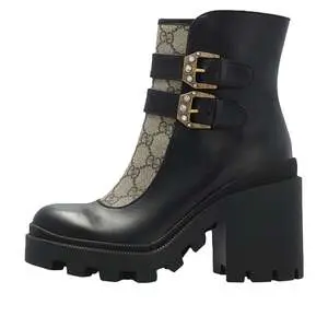 Gucci Buckled Ankle Boots - Black/beige