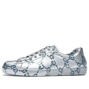 Gucci Ace Low Gg Monogram Sneakers - Silver/blue