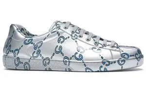 Gucci Ace Low Gg Monogram Sneakers - Silver/blue